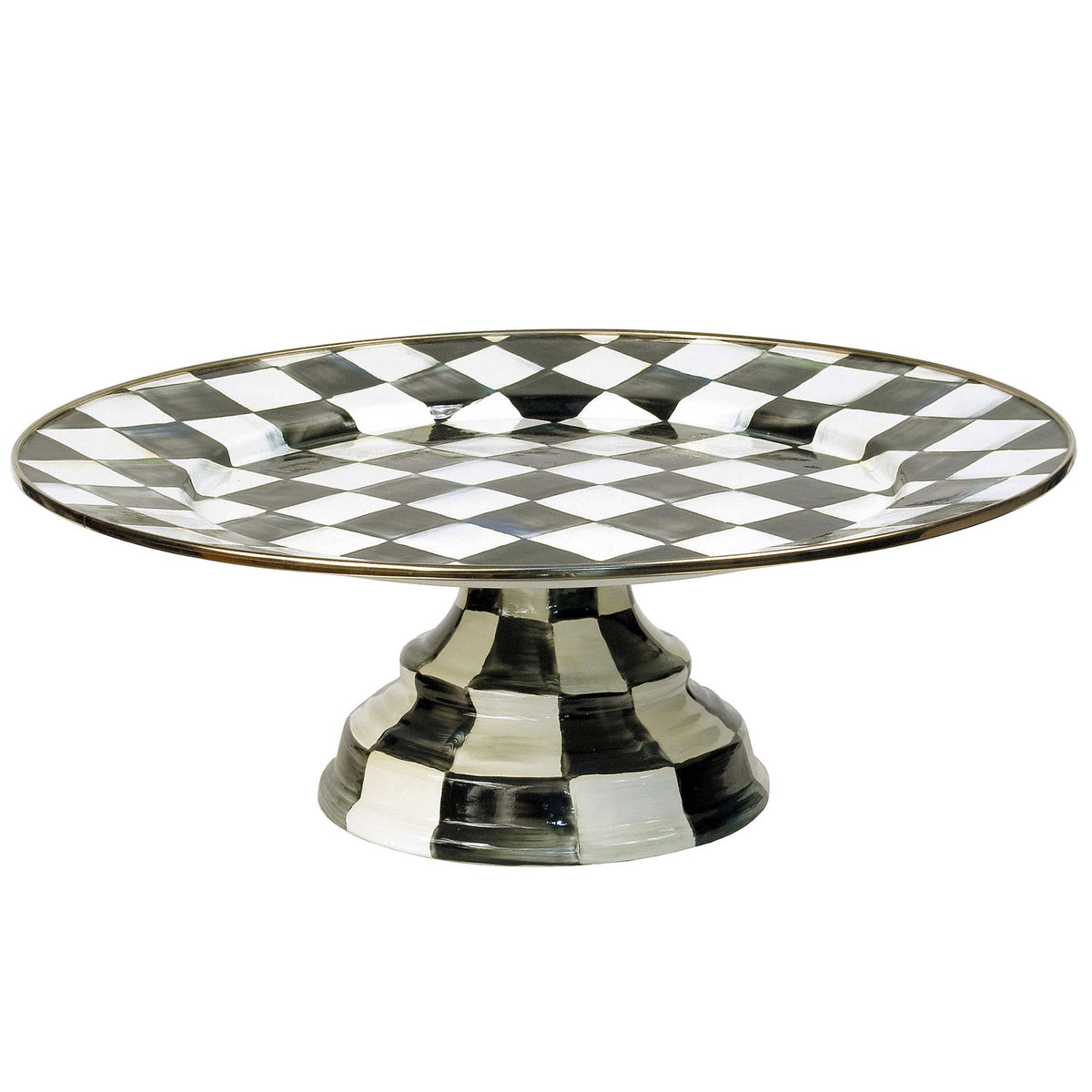 Courtly Check Enamel Pedestal Platter - Large – thanq.gifts