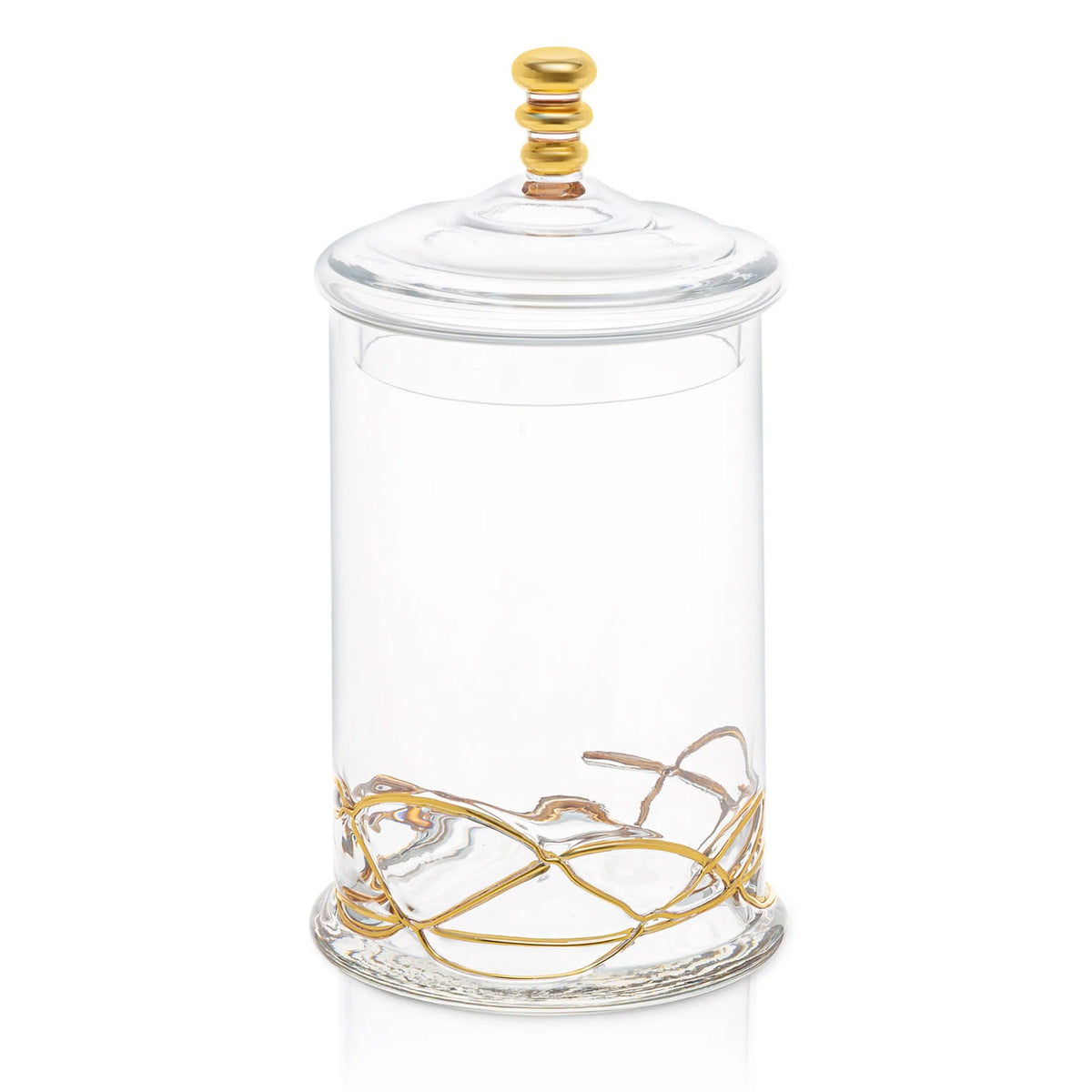 Glass Jar and Lid with 14k Gold Swirl Design – thanq.gifts